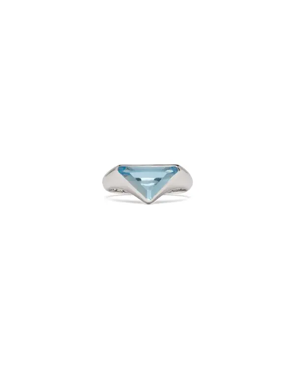 Prada Swiss Blue Topaz Logo Ring - Gold/silver
