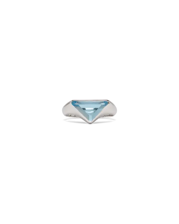 Prada Swiss Blue Topaz Logo Ring - Silver/topaz
