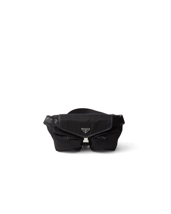 Prada Re-nylon And Leather Shoulder Bag - Black
