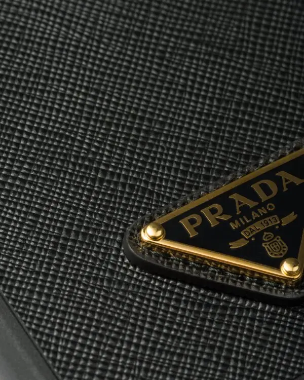 Prada Saffiano Leather Cover For Iphone 15 Pro Max - Black
