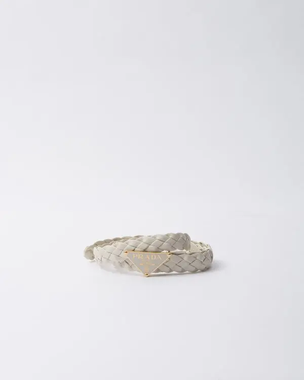 Prada Nappa Leather Braided Belt - White