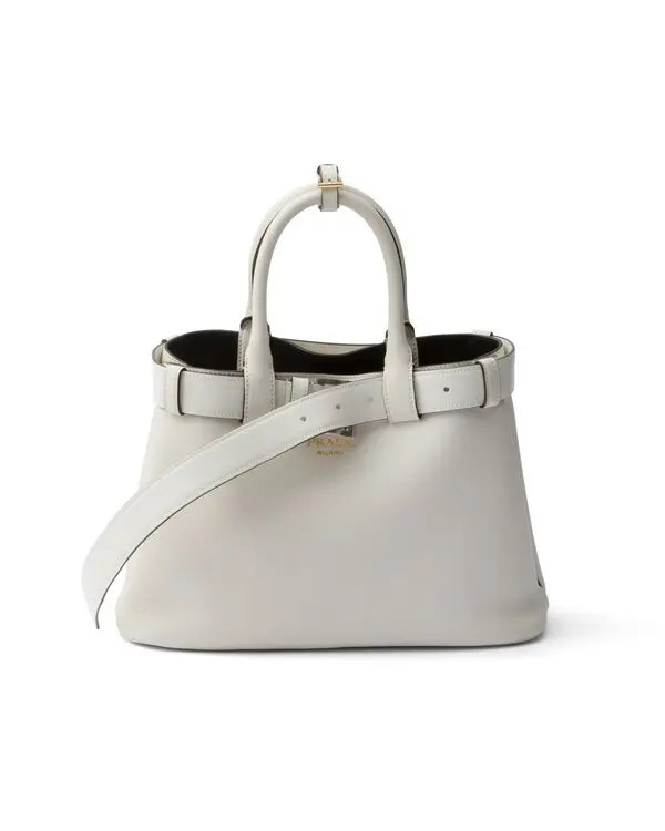 Prada Small Leather Handbag With Belt - White