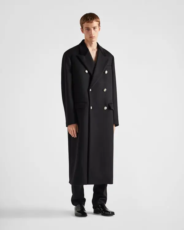 PRADA カシミア100% ドルマンスリーブ　コート サイズ36 イタリア製 Prada Double-Breasted Cashmere Coat - Black | Editorialist