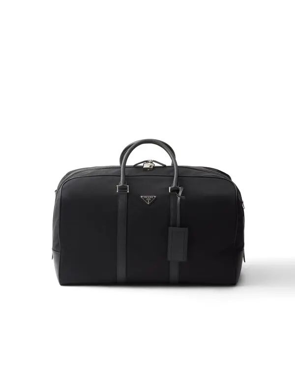 Prada Re-nylon And Saffiano Leather Duffle Bag - Black