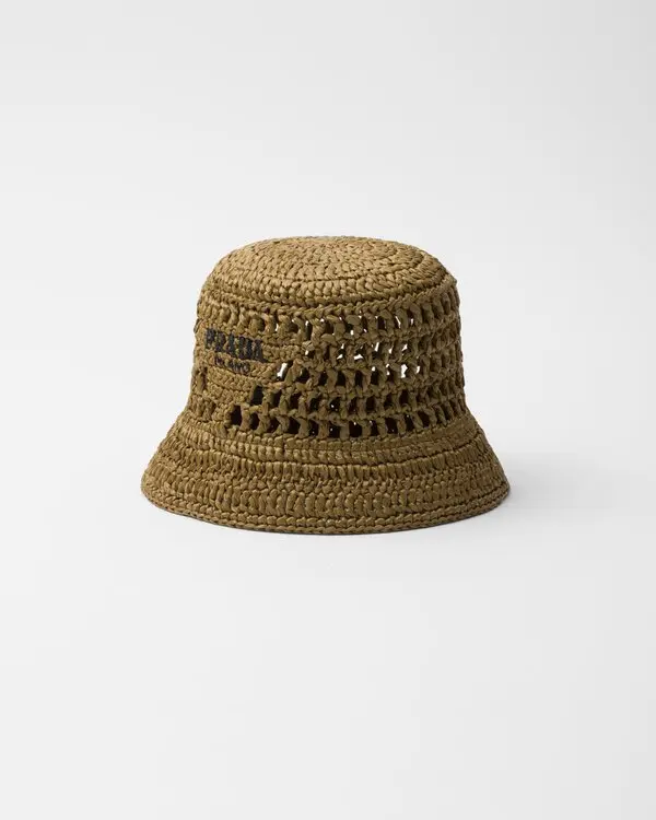 Prada Crochet Bucket Hat - Olive Green