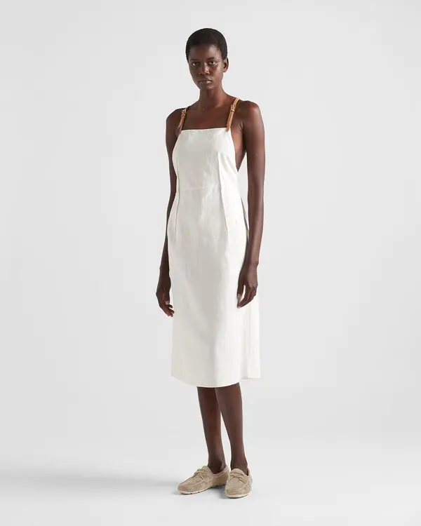Prada Linen Midi Dress - White | Editorialist