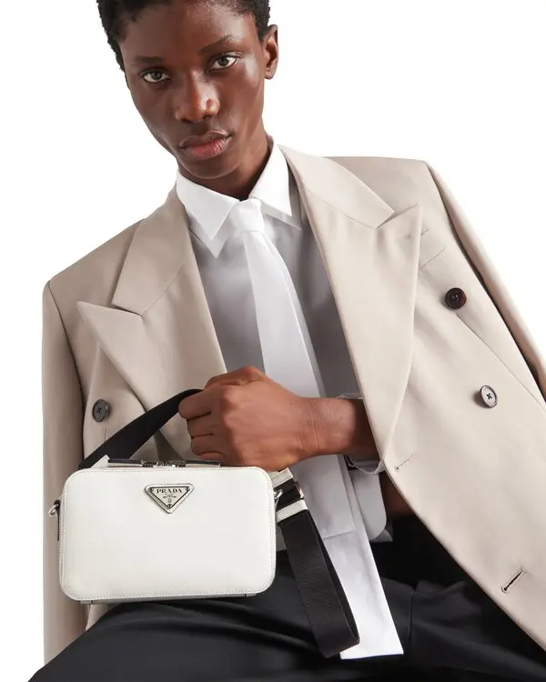 Prada Brique Saffiano Leather Bag - White