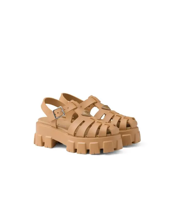 Prada Rubber Monolith Sandals - Yellow