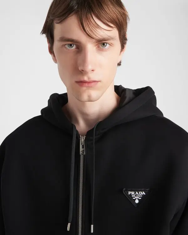 Prada Cotton Fleece Hoodie - Black | Editorialist