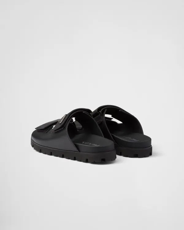 Prada Leather Strap Sandals - Black