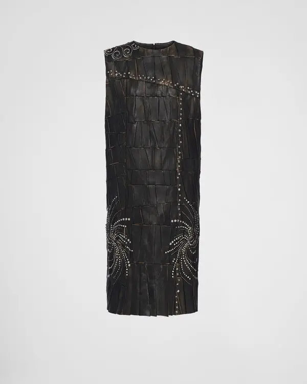 Prada Nappa Leather Patchwork Dress - Black | Editorialist