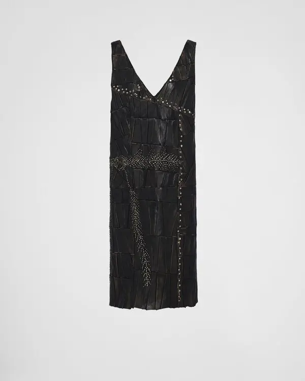 Prada Nappa Leather Patchwork Dress
