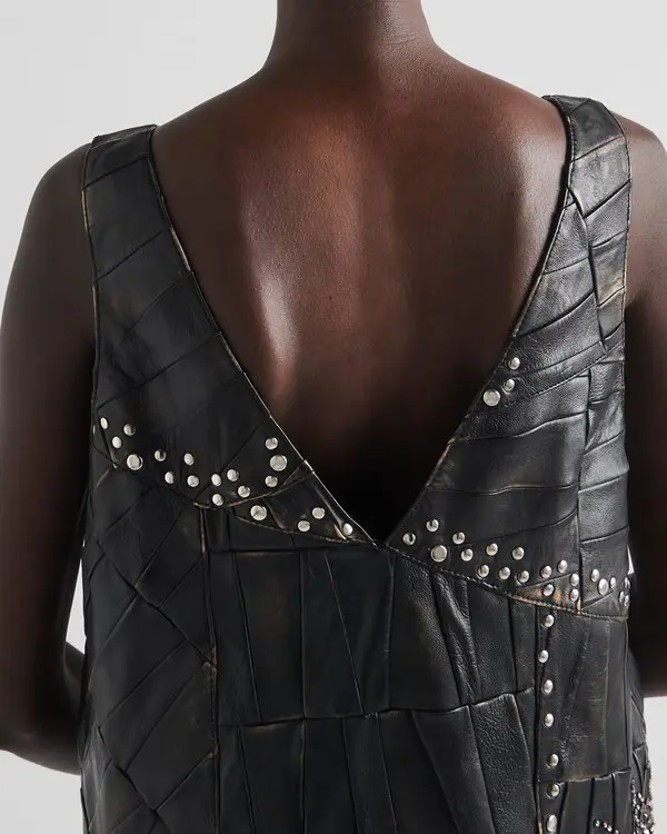 Prada Nappa Leather Patchwork Dress