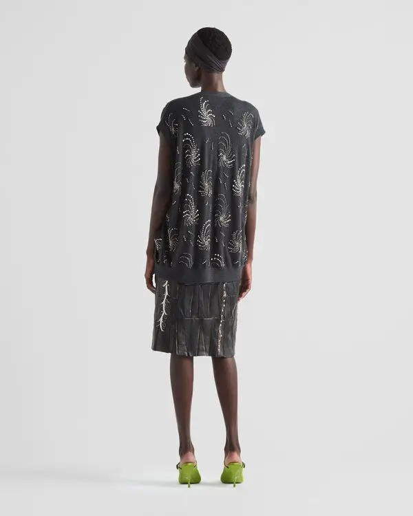 Prada Nappa Leather Patchwork Dress