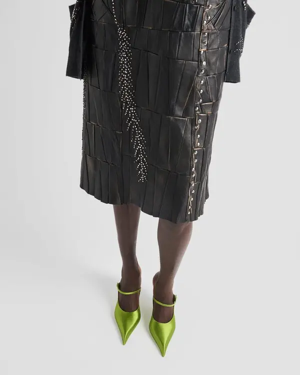 Prada Nappa Leather Patchwork Dress