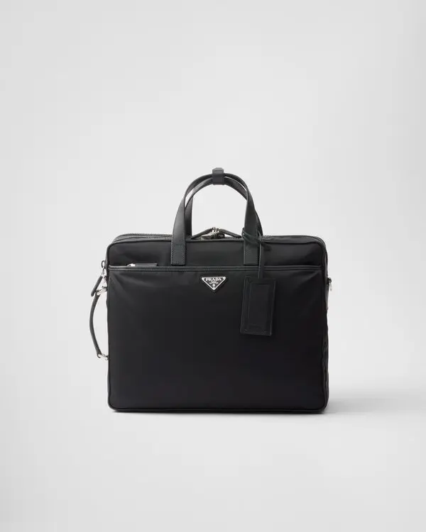 Prada Re-nylon And Saffiano Leather Briefcase - Black