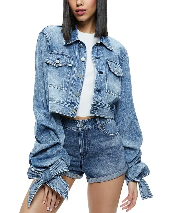 Alice + Olivia Cotton Tiff Denim Tie Cuff Jacket