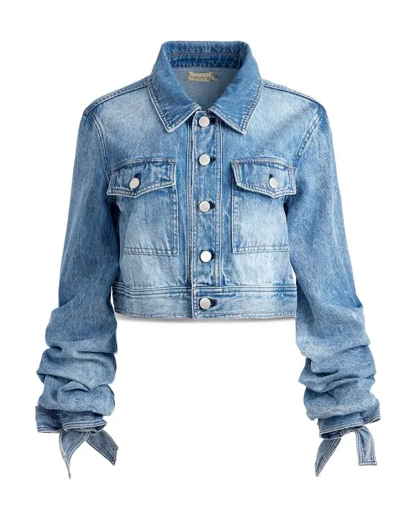 Alice + Olivia Cotton Tiff Denim Tie Cuff Jacket