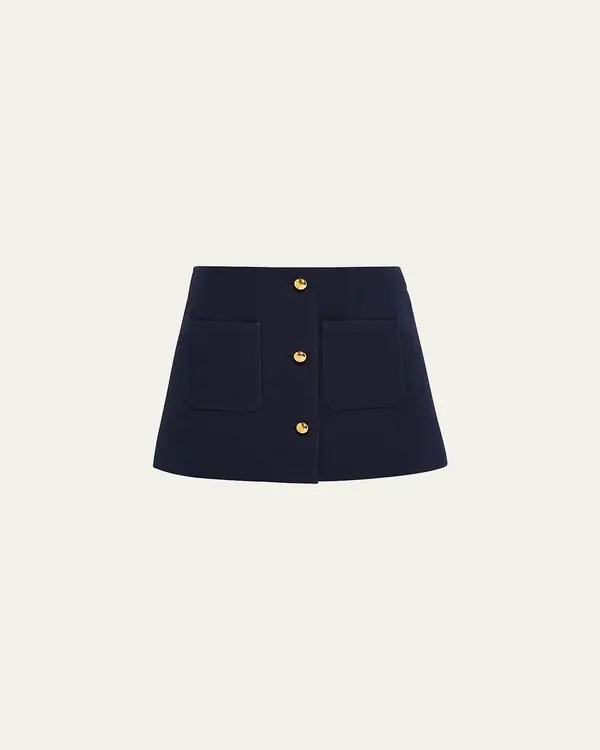 Prada Buttoned Tricotine Mini Skirt