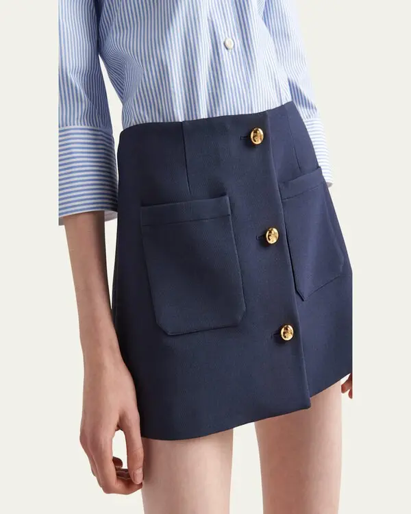 Prada Buttoned Tricotine Mini Skirt