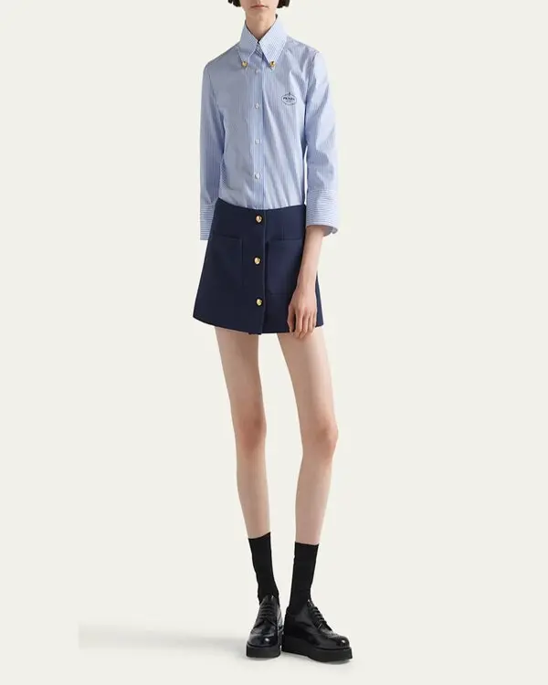 Prada Buttoned Tricotine Mini Skirt