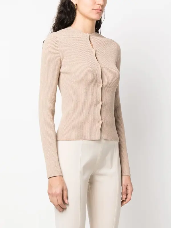Fendi Ribbed-knit Cotton-blend Cardigan - Neutrals