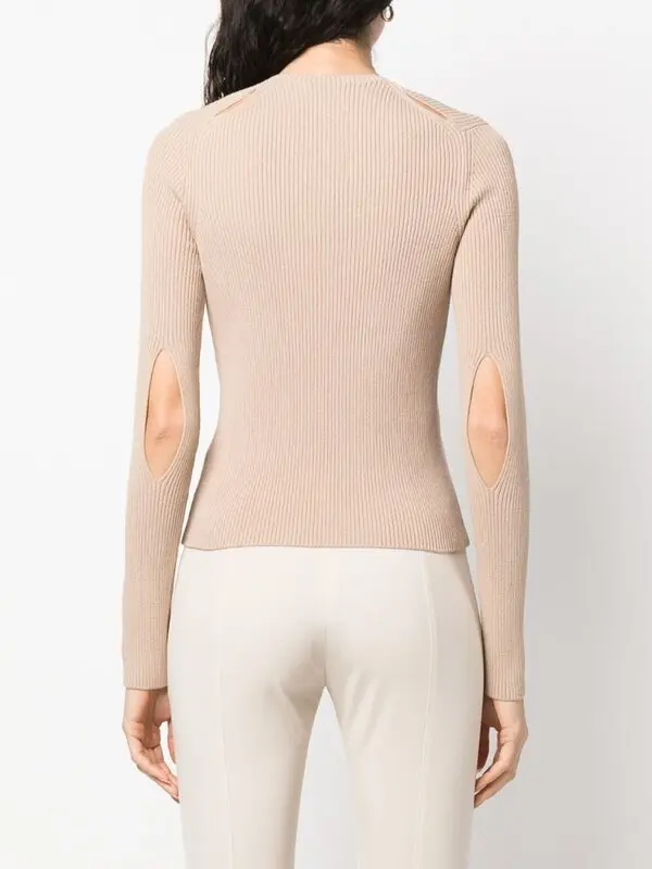 Fendi Ribbed-knit Cotton-blend Cardigan - Neutrals