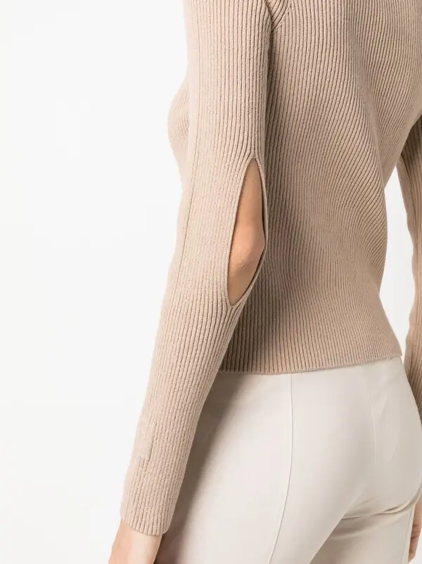Fendi Ribbed-knit Cotton-blend Cardigan - Neutrals