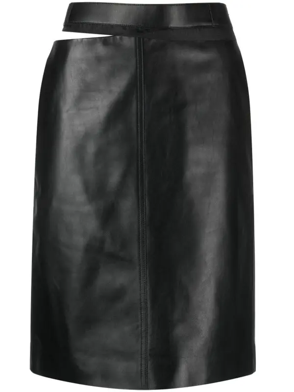 Fendi Logo-waistband Leather Skirt