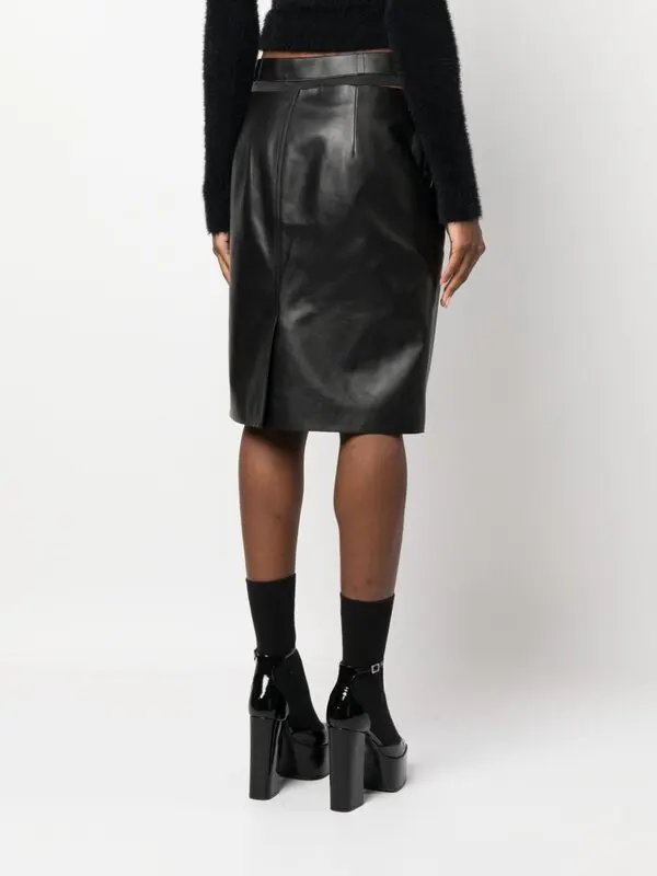 Fendi Logo-waistband Leather Skirt