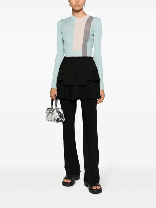 Fendi Colour-block Ribbed-knit Silk-blend Top