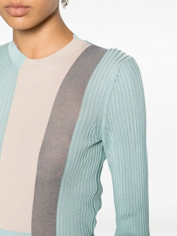 Fendi Colour-block Ribbed-knit Silk-blend Top