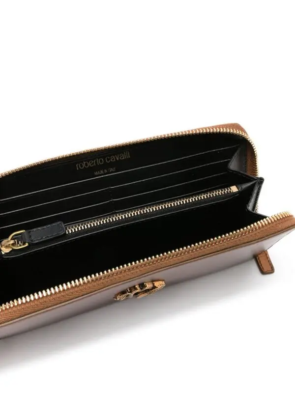 Roberto Cavalli Monogram-plaque Leather Wallet - Brown