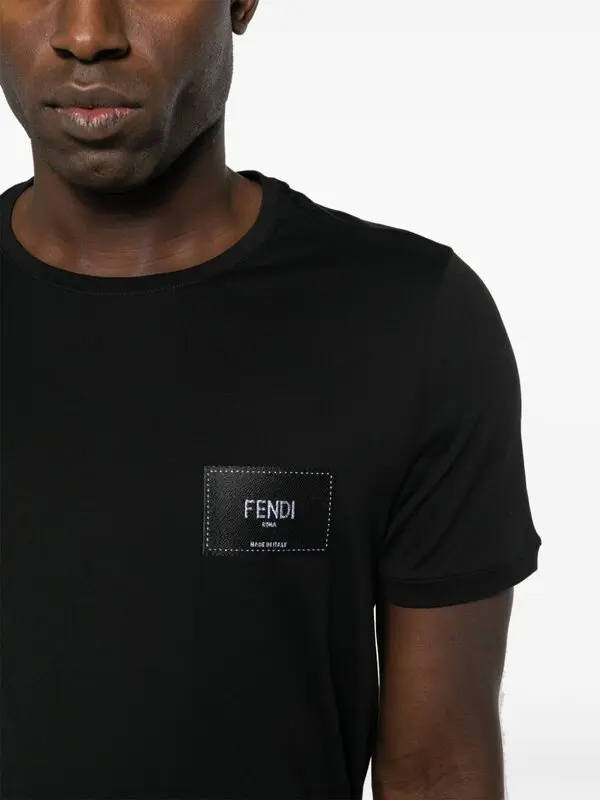 【totomamachan】FENDI　ビッグロゴTシャツ イタリア製 Fendi Logo-Appliqué Cotton T-Shirt In Black | Editorialist