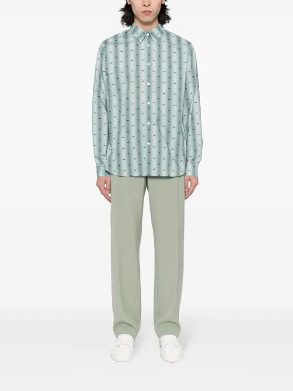 Maison Kitsuné Logo-print Cotton Shirt - Green