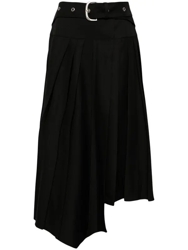 Off-White Pleated Midi Skirt With Belt