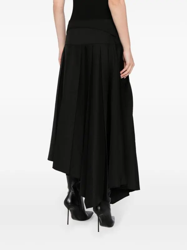 Off-White Pleated Midi Skirt With Belt
