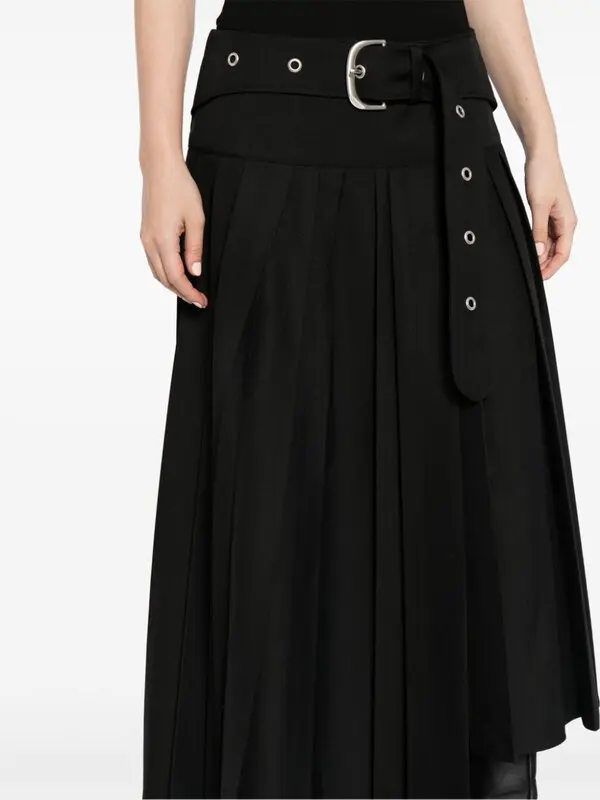 Off-White Pleated Midi Skirt With Belt