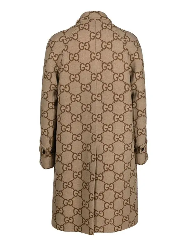 Gucci Gg-pattern Single-breasted Coat - Neutrals | Editorialist