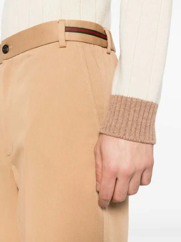 Gucci Web-detail Cotton Trousers