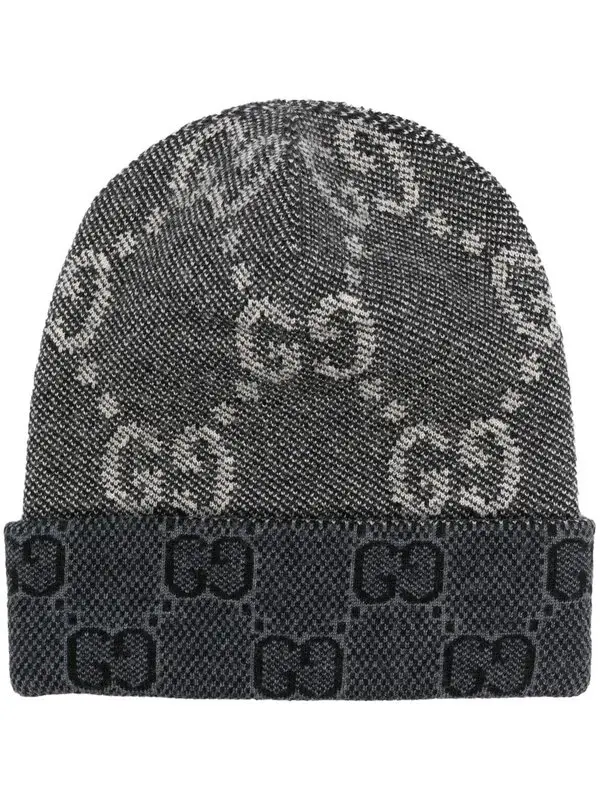 Gucci Gg Upreme Logo-Print Beanie - Black | Editorialist