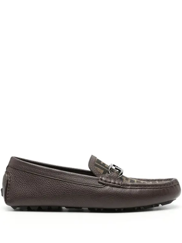 Fendi O'lock Leather Loafers - Brown