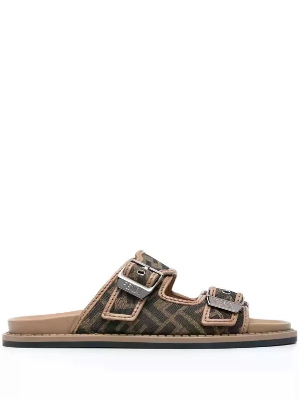 Fendi Ff-jacquard Sandals - Neutrals