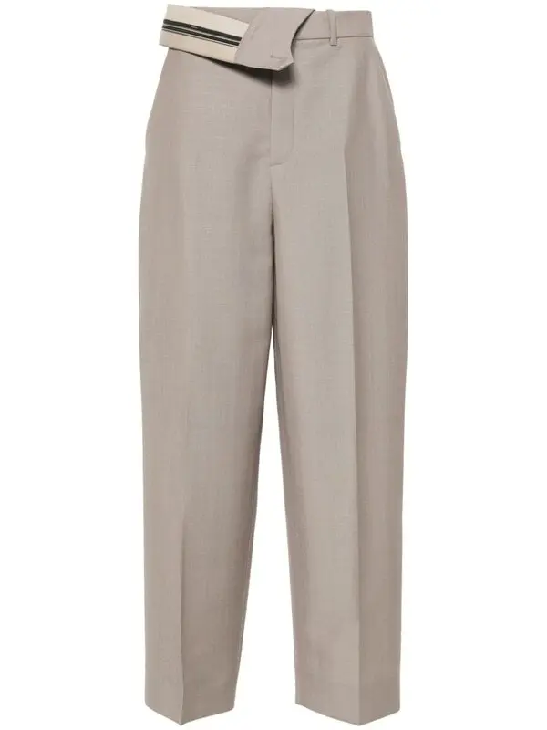 Fendi Pressed-crease Tapered Trousers - Neutrals