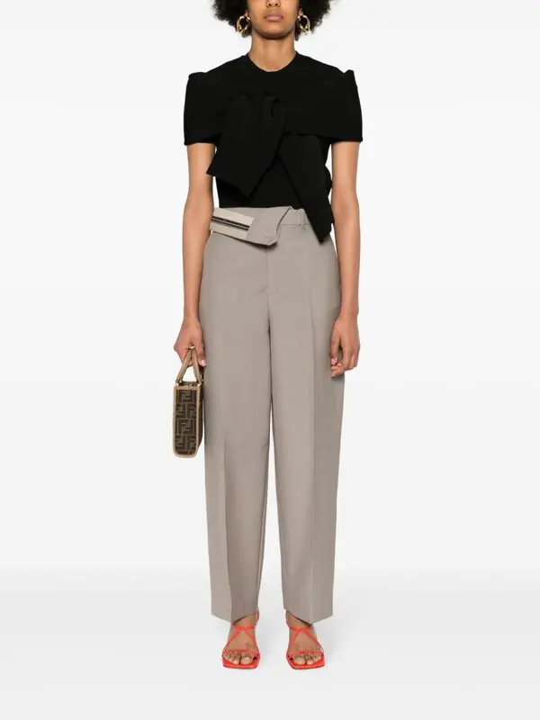 Fendi Pressed-crease Tapered Trousers - Neutrals