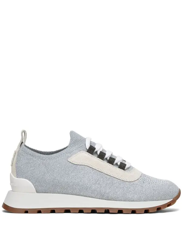 Brunello Cucinelli Lace-up Panelled Sneakers - Grey