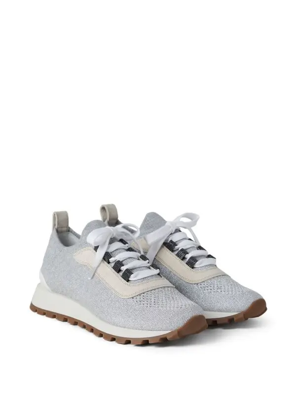 Brunello Cucinelli Lace-up Panelled Sneakers - Grey