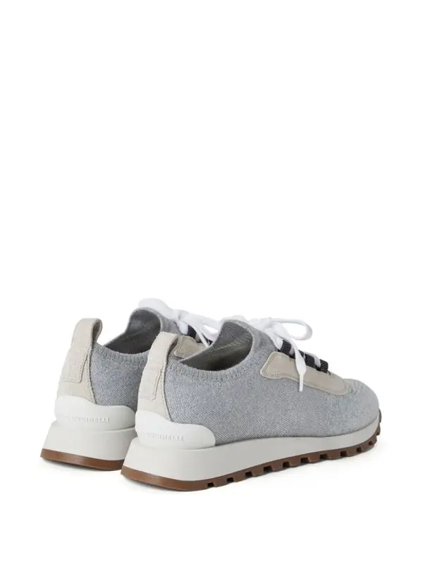Brunello Cucinelli Lace-up Panelled Sneakers - Grey