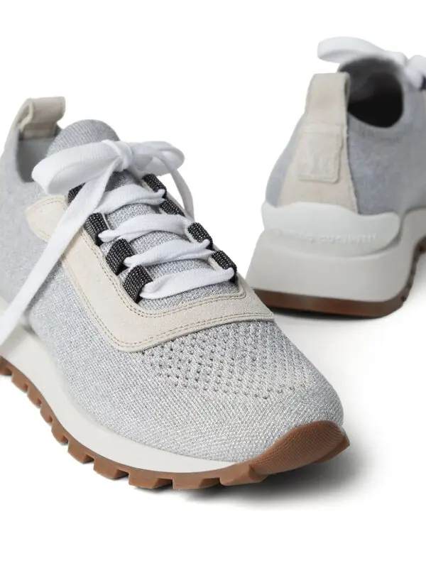 Brunello Cucinelli Lace-up Panelled Sneakers - Grey