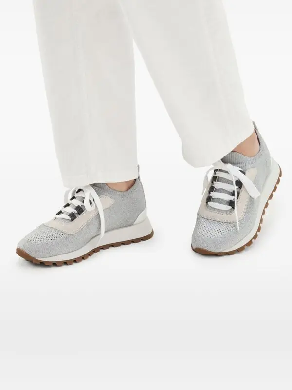 Brunello Cucinelli Lace-up Panelled Sneakers - Grey